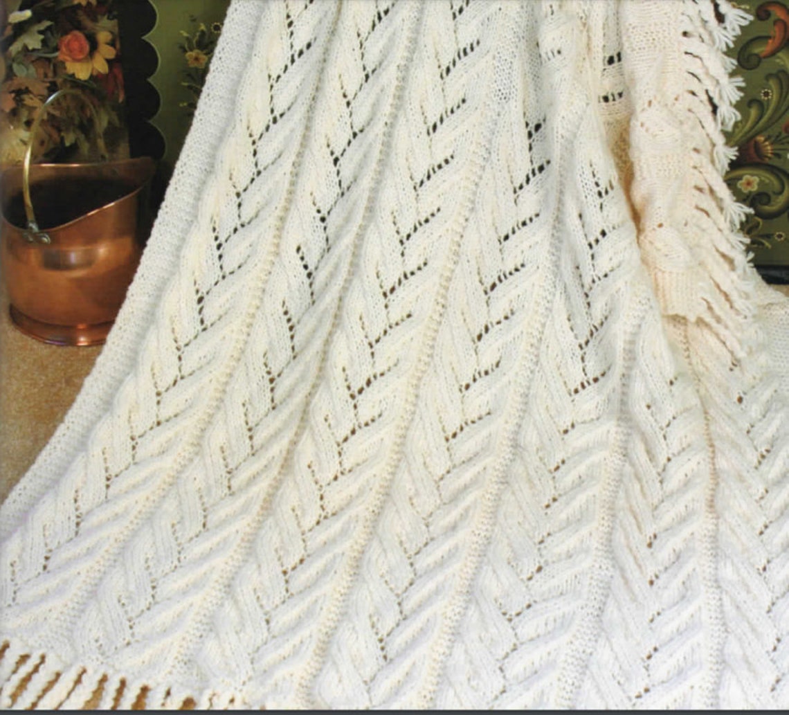 Irish Lace Afghan Knitting Pattern Vintage Fringe Afghan Knitting ...