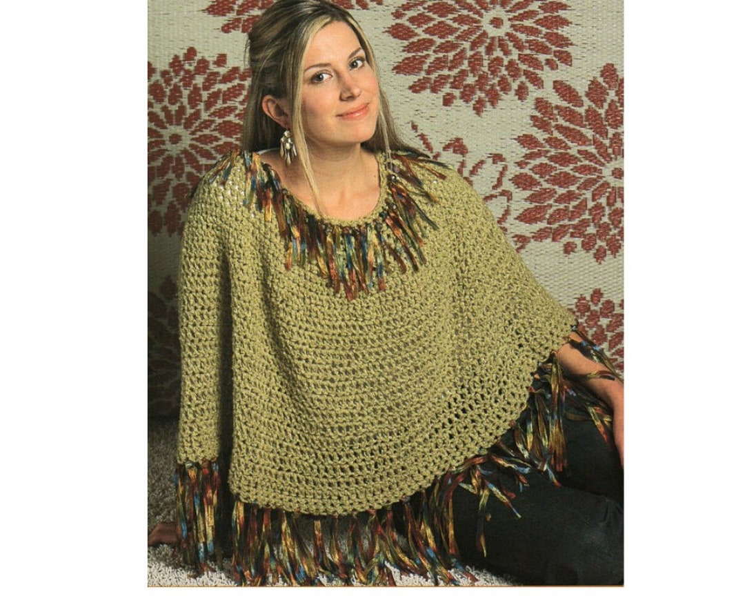 Cape Poncho Fringe Crochet Pattern Poncho Cape Capelet Crochet Pattern ...