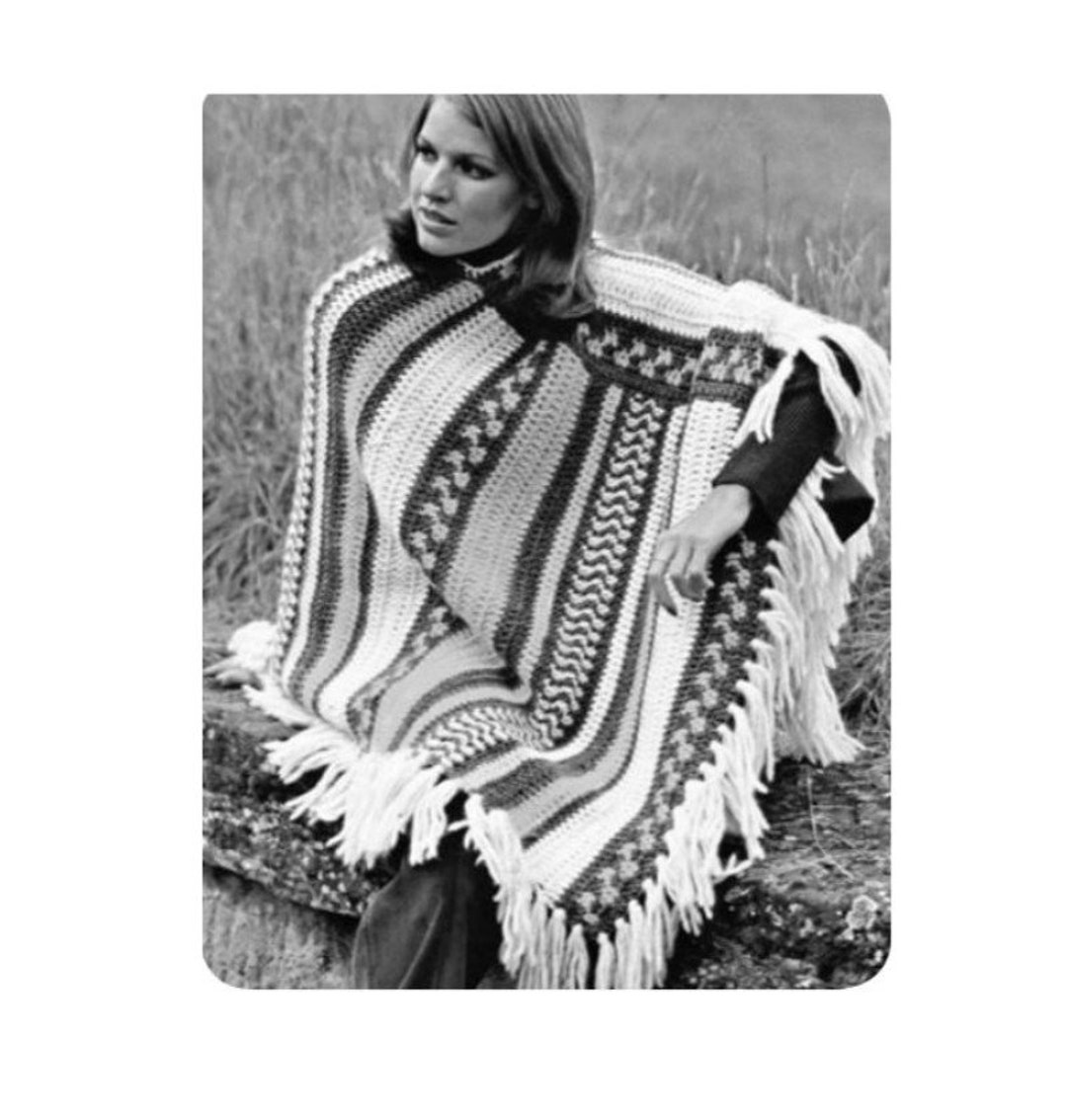 Cape Poncho Fringe Crochet Pattern Poncho Cape Capelet Crochet Pattern ...