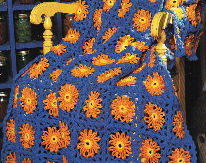 Sunflower Motif Afghan Crochet Pattern Daisy Flowers Afghan - Etsy
