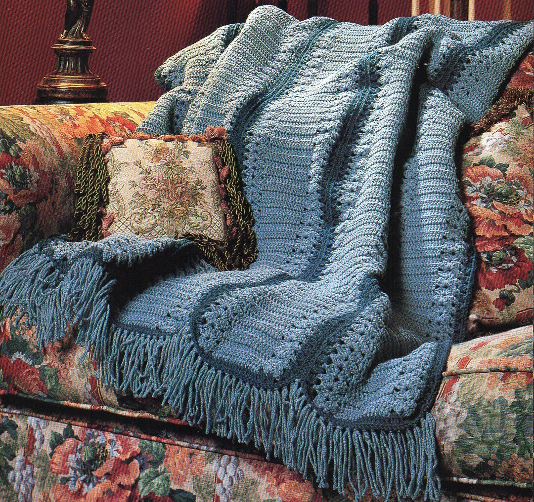 Strips and Fringe Afghan Crochet Pattern Rainbow Afghan Blanket Crochet ...