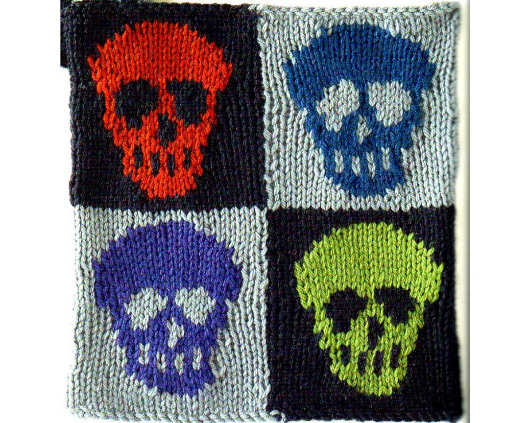 Skull Knitting Block Pattern Skeleton Knitting Pattern PDF Instant ...