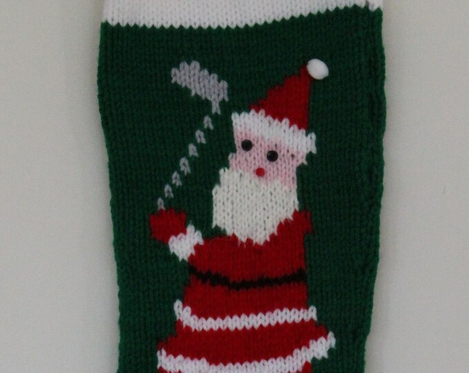 Hand Knitted Christmas Stocking Personalized - Santa Golfing Order for ...