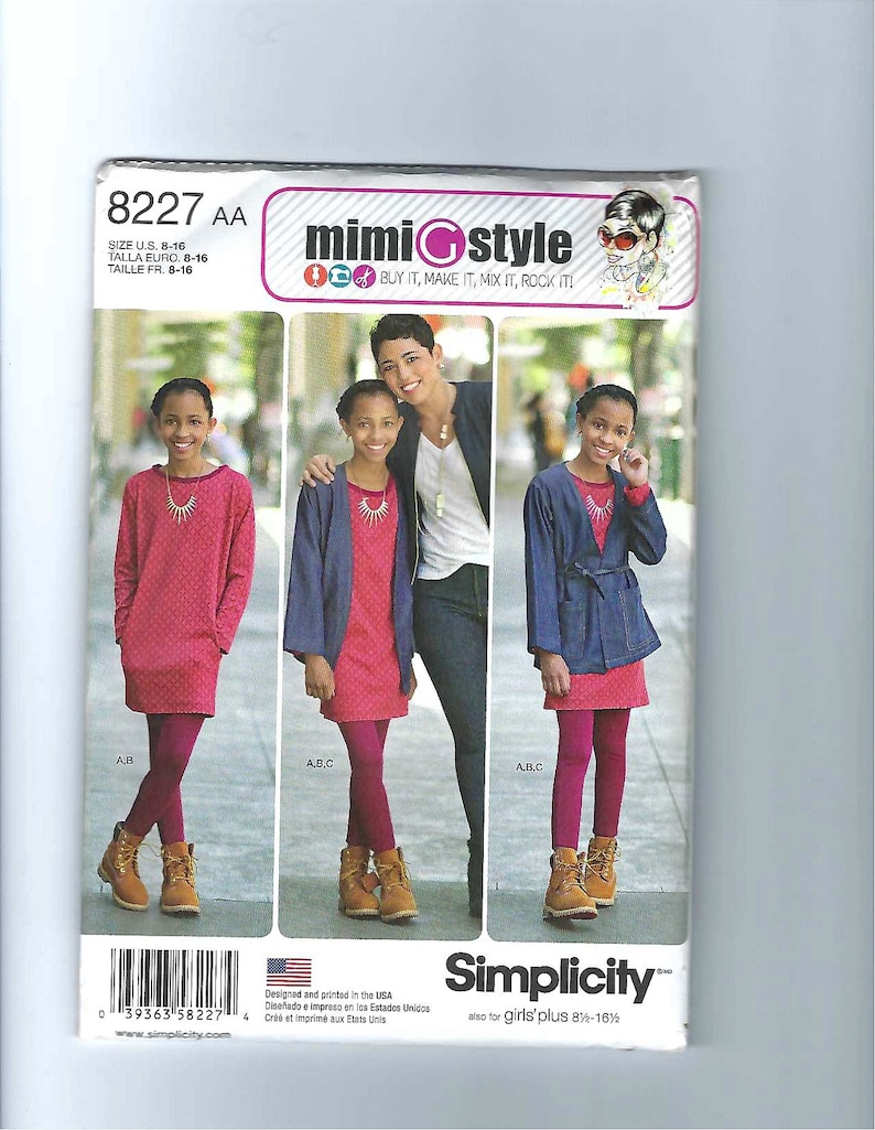 Simplicity Sewing Pattern # 8227 AA MIMIG Style Girl'/girls' Plus ...