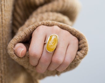 Yellow stone ring | Etsy