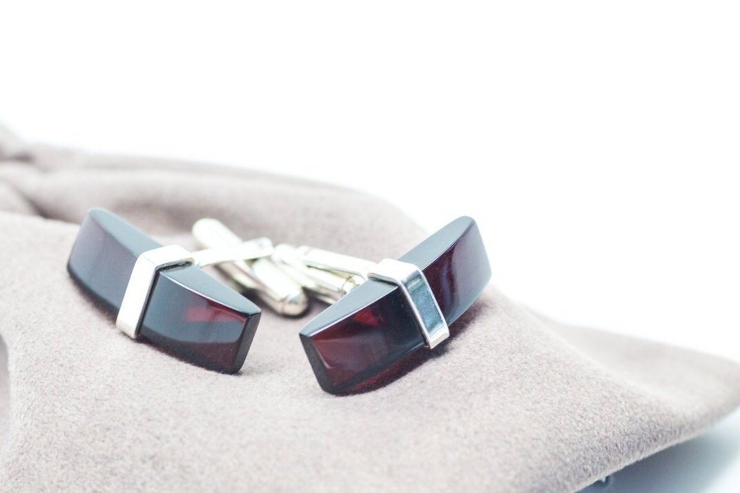 Cherry Red Amber Cufflinks Elegant Red Stone Cufflinks for | Etsy UK