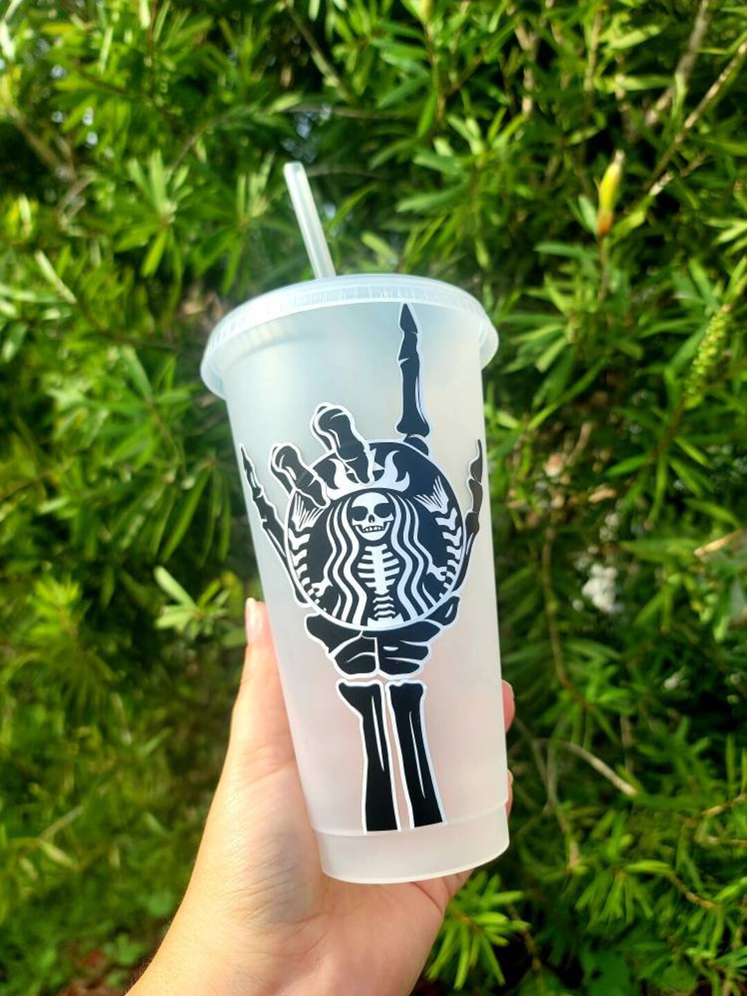 Skeleton Cold Cup | Personalized | Reusable | 24 Oz Cup in Black, White ...