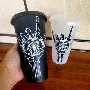 Skeleton Cold Cup | Personalized | Reusable | 24 Oz Cup in Black, White ...