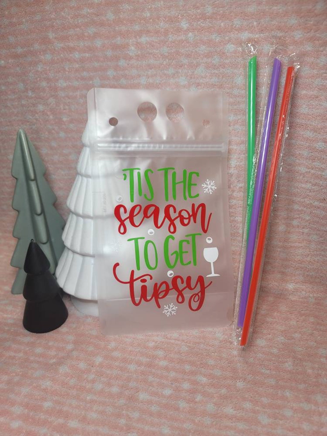 Customizable Christmas Drink Pouch | Eco-friendly and Reusable - Etsy
