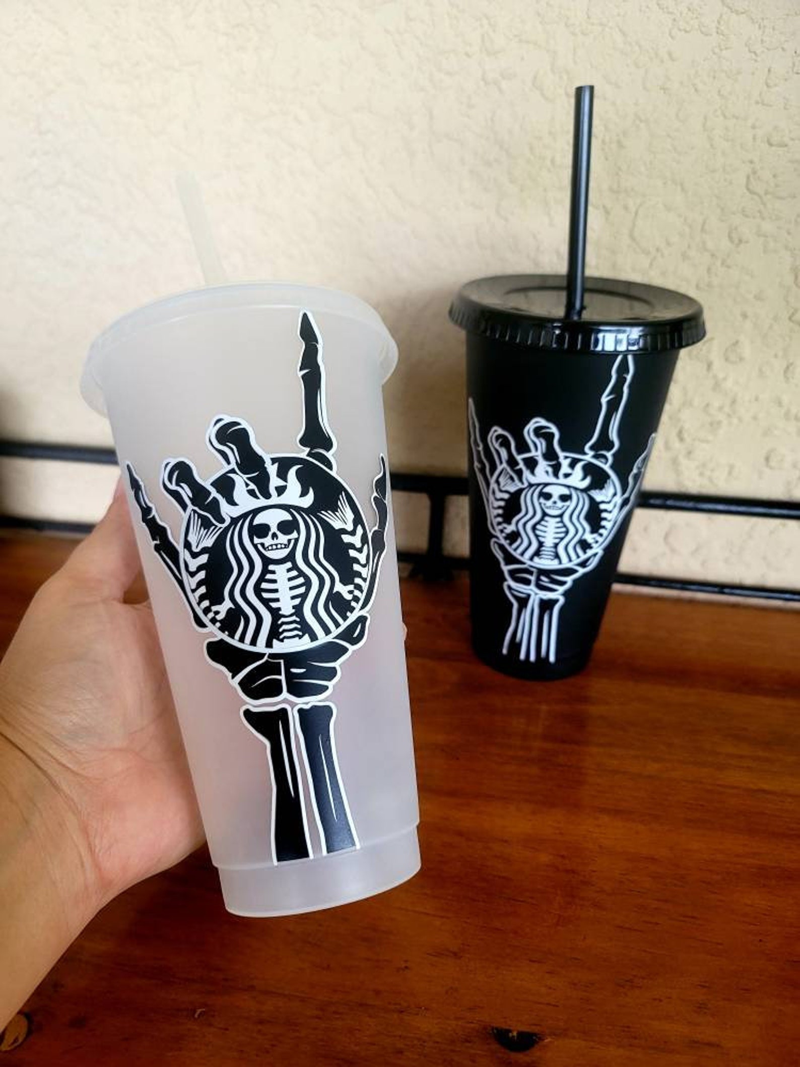 Skeleton Cold Cup Personalized Reusable 24 Oz Cup in - Etsy