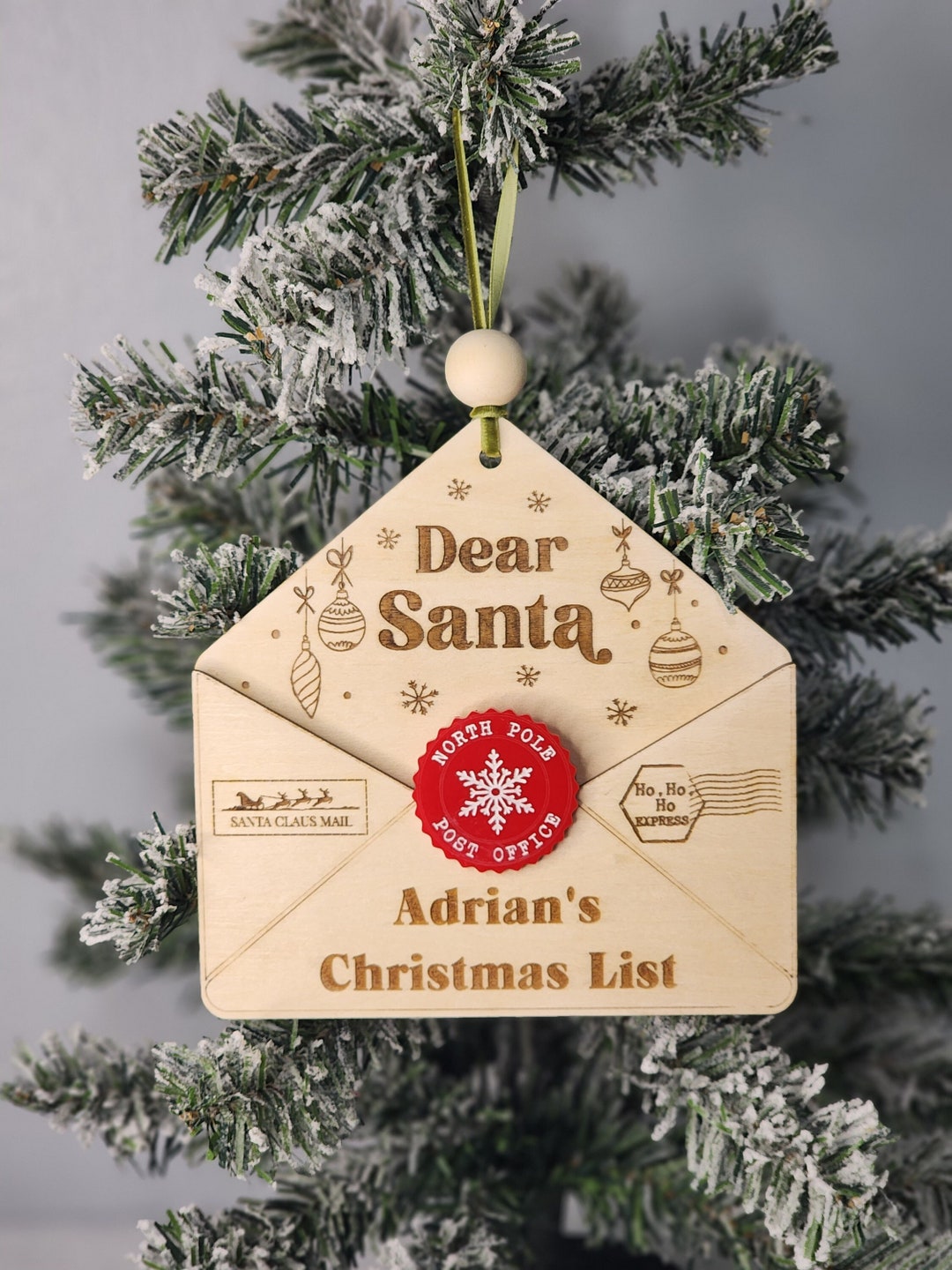 Capture Holiday Magic: Personalized Wooden 3D Letter to Santa Ornament ...