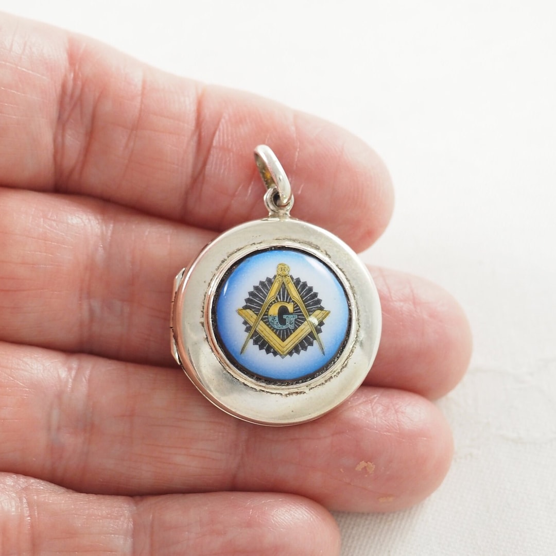 Vintage Sterling Silver and Enamel Masonic Motif Locket - Etsy