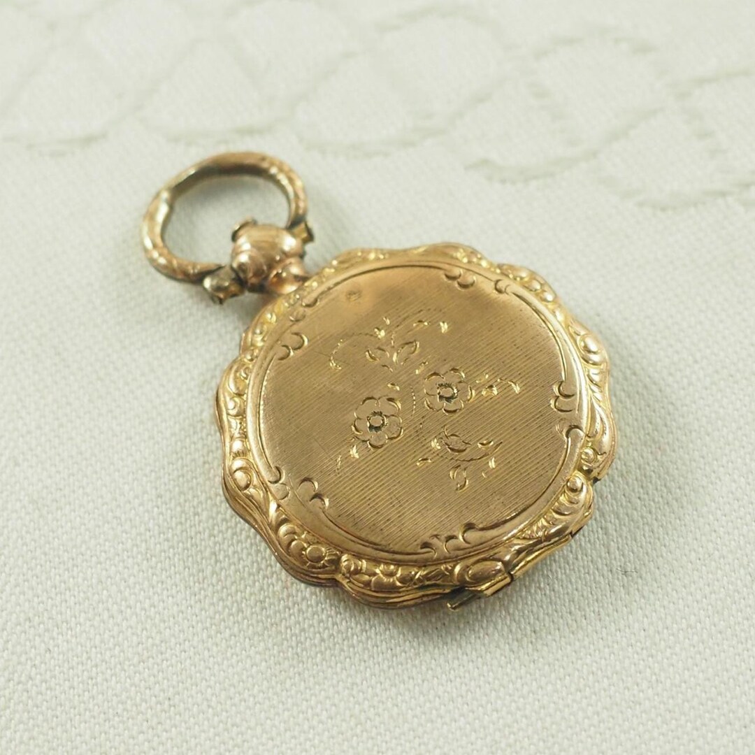 Antique Victorian Gold Filled Locket, Engraved Flowers, Pocket Watch ...