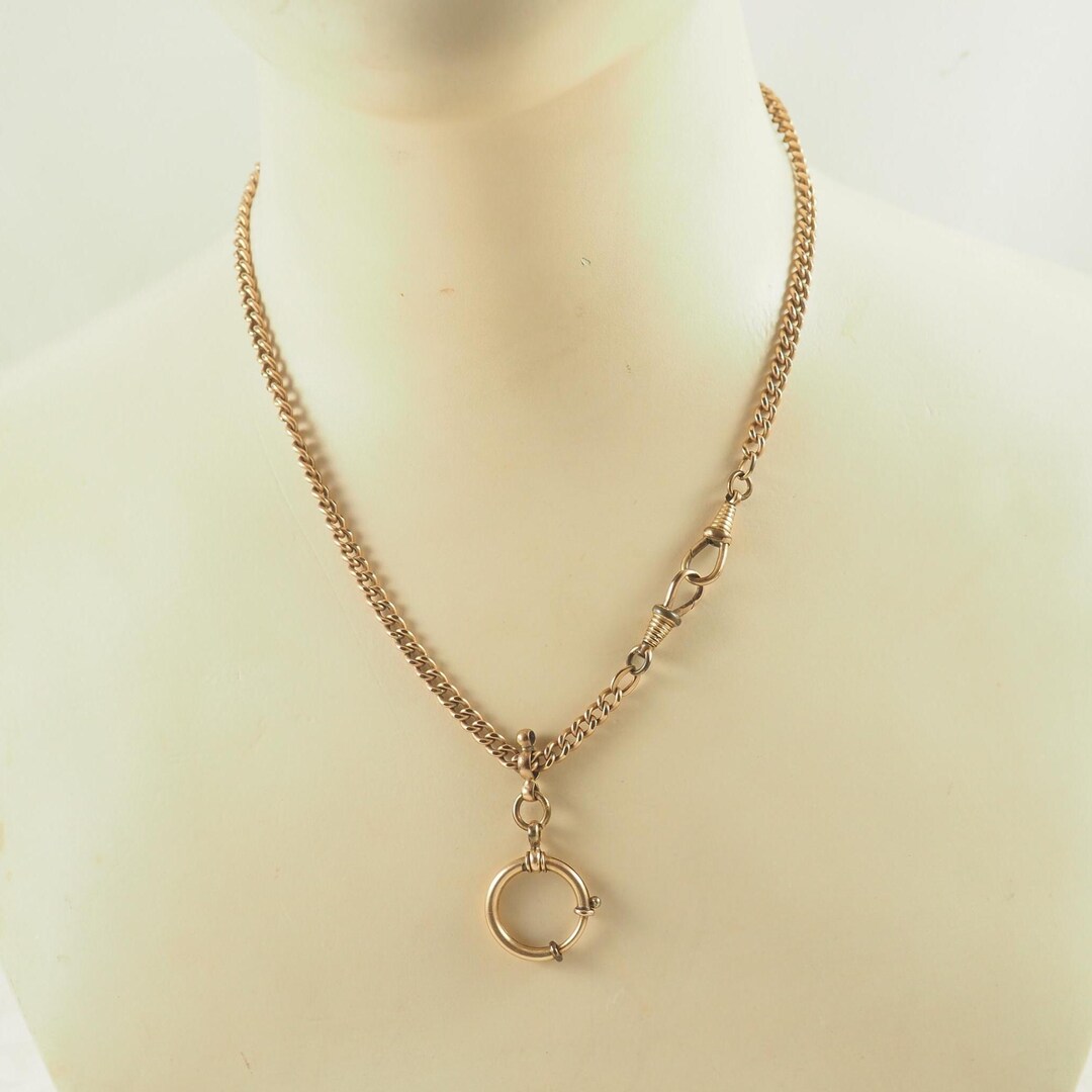 Antique Edwardian Gentleman's Gold Filled Curb Watch Chain in Necklace ...