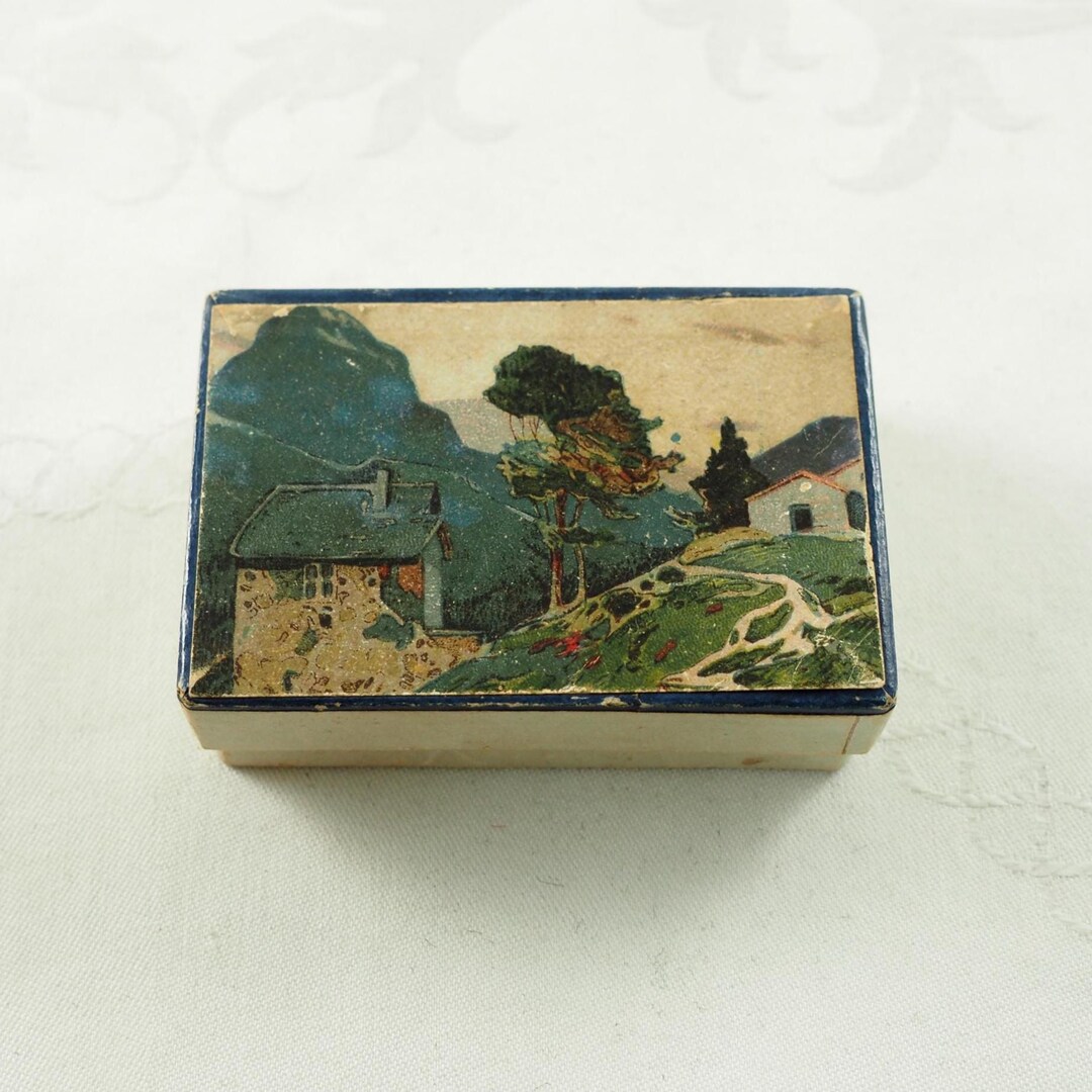 Antique Edwardian Jewelry Gift Box: Scenic Landscape, Label, Germany ...