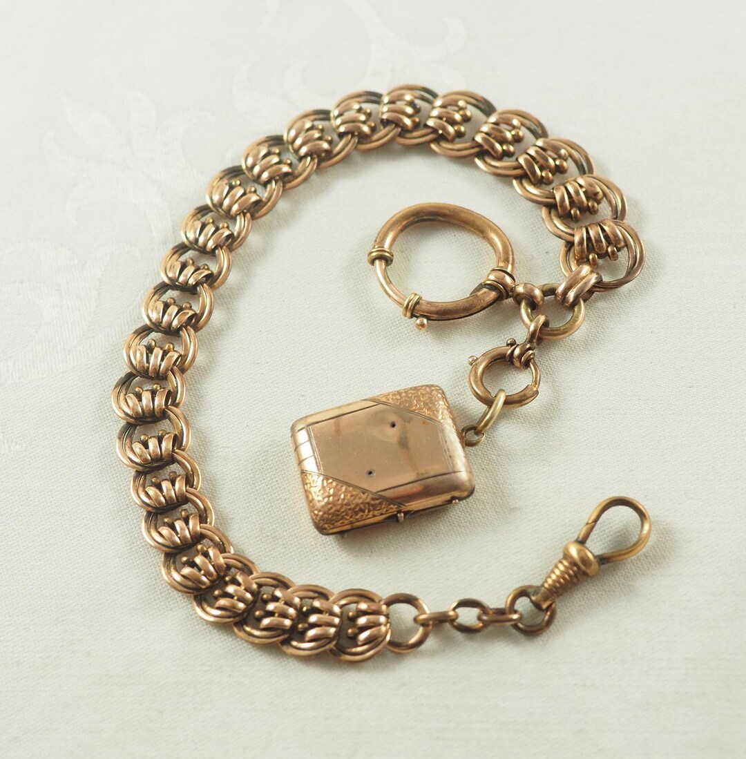 Antique Edwardian Gold Filled Watch Chain, Leontine, Albert, With ...