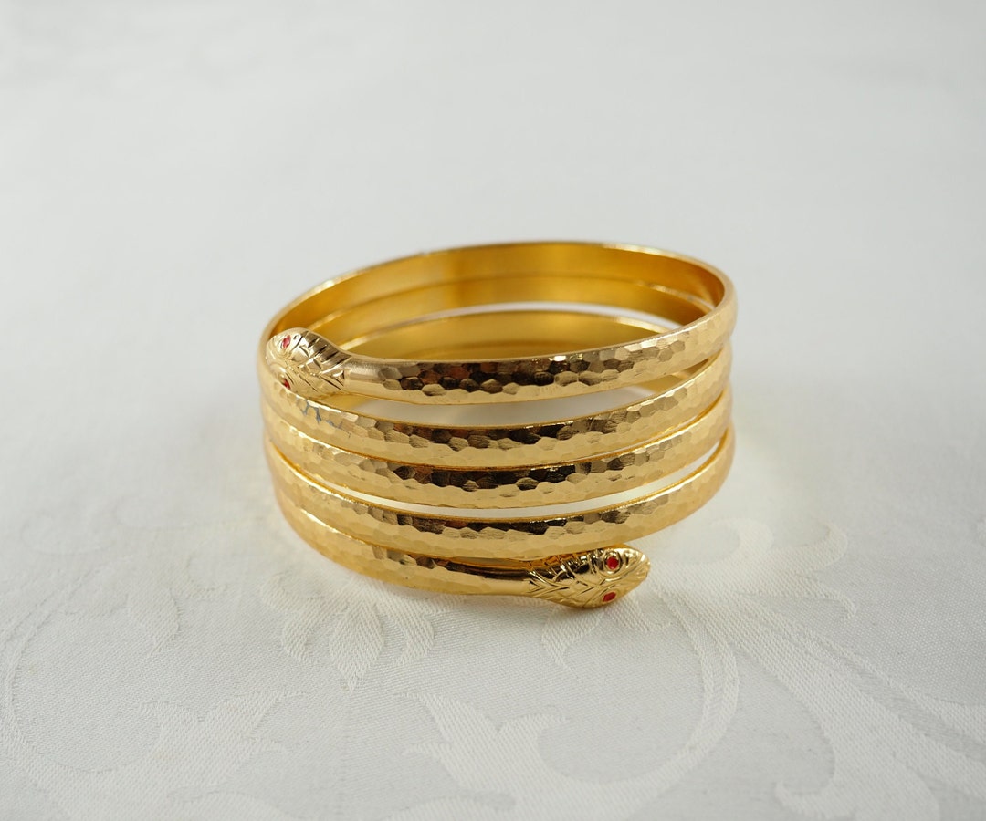 Vintage Gold Tone Snake Upper Arm Bracelet, Armlet, Head at Each End ...