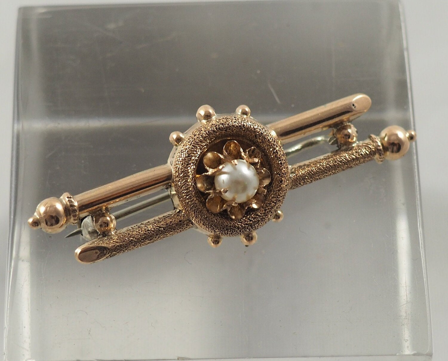 Antique Victorian Bar Brooch 14k Gold Front Base Metal Form | Etsy