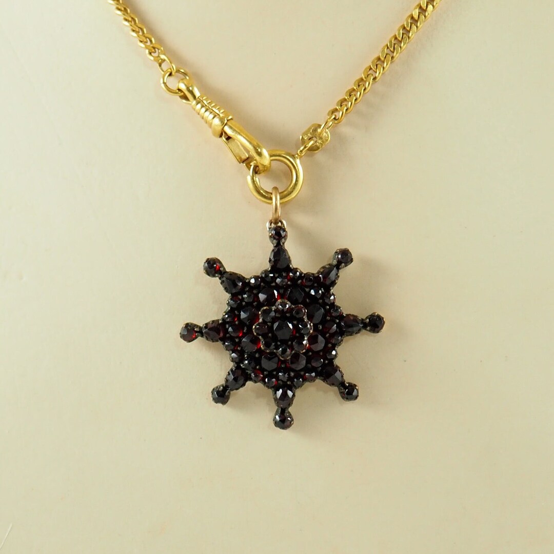 Antique Victorian Bohemian Garnet Compass Rose Shaped Pendant, in ...