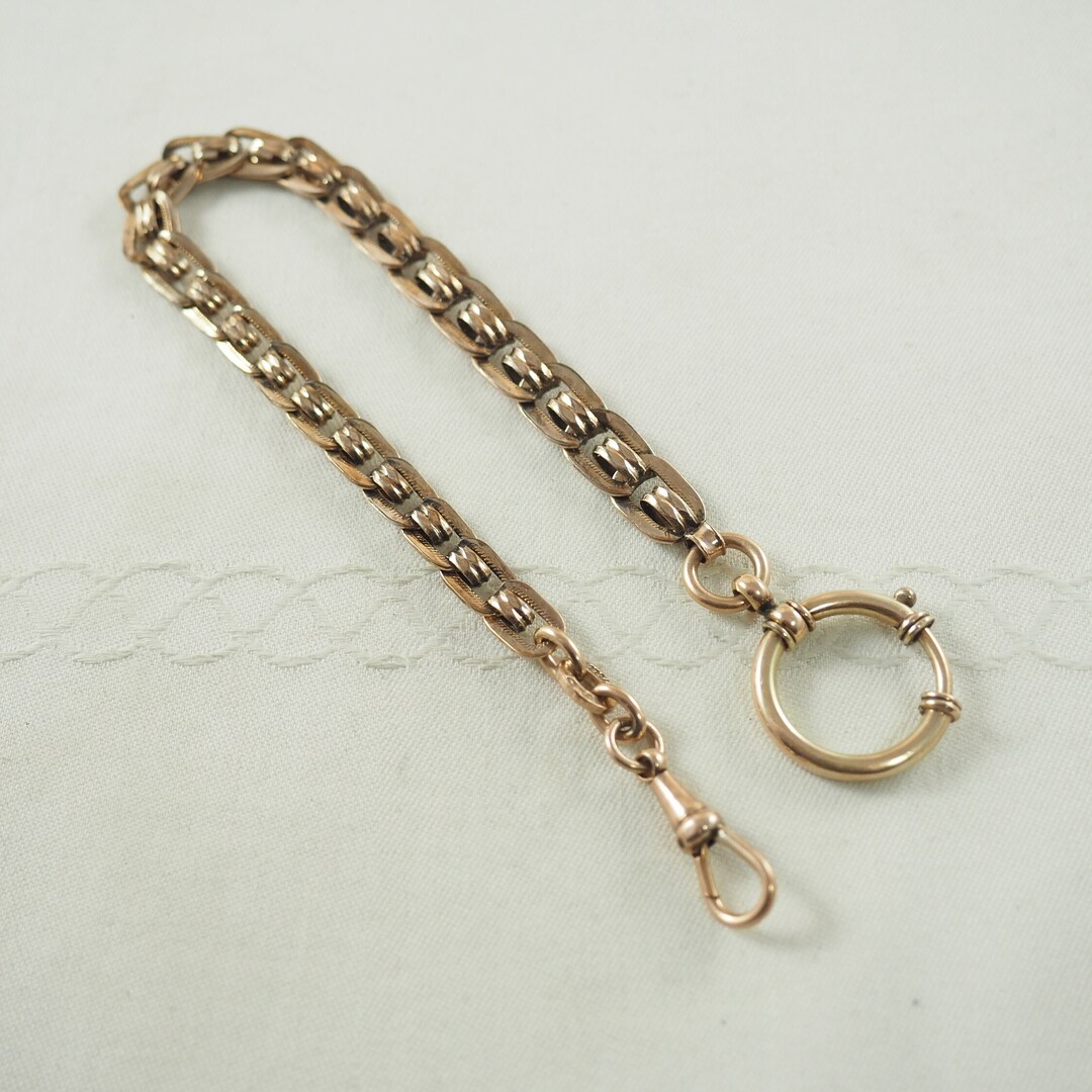 Antique Rolled Gold Gentlemans Graduated Watch Chain, Leontine or Short ...