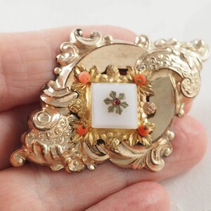 Antique Victorian Gold Filled Stomacher Brooch With White Agate Panel ...