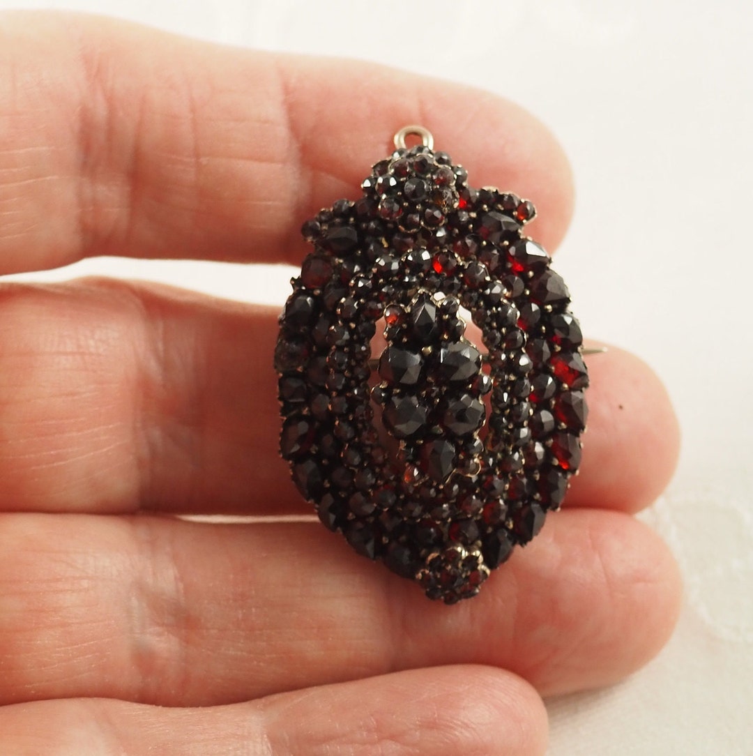 Antique Victorian Bohemian Garnet Locket Pendant/brooch,rose Cut ...