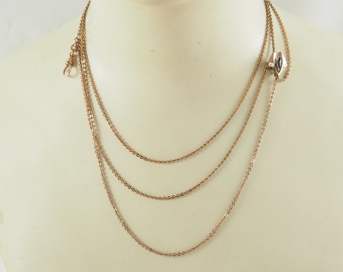 Victorian Ladies Long Watch Chain and Slide, Gold Filled, Art Nouveau ...