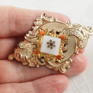 Antique Victorian Gold Filled Stomacher Brooch With White Agate Panel ...