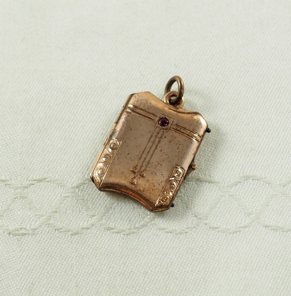 Antique Edwardian Gold Filled Rectangular Locket, Rub… - Gem