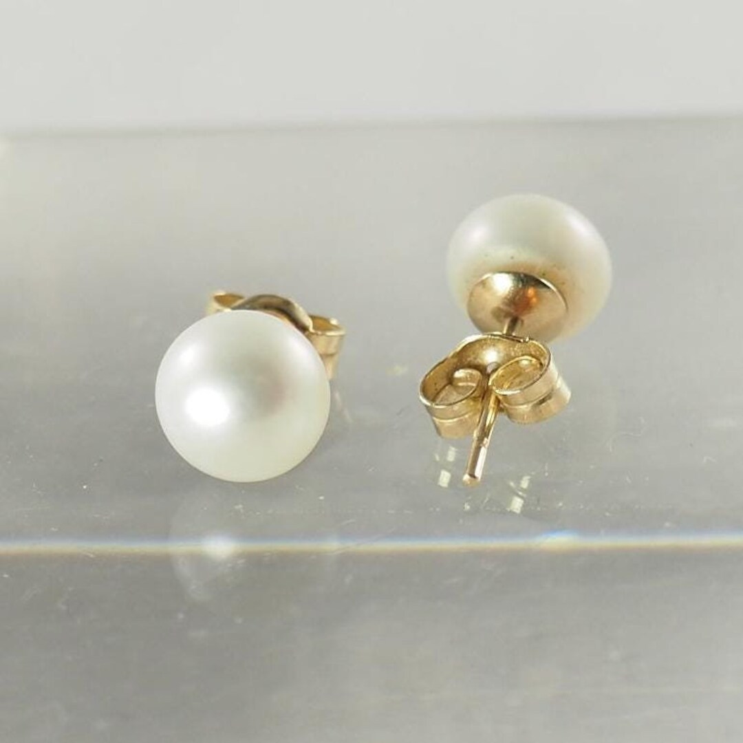 Vintage Cultured Pearl and 14K Gold Earrings, With Stud Fittings ...