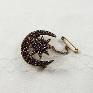 Antique Victorian Period Bohemian Garnet Half Moon and Star Honeymoon ...