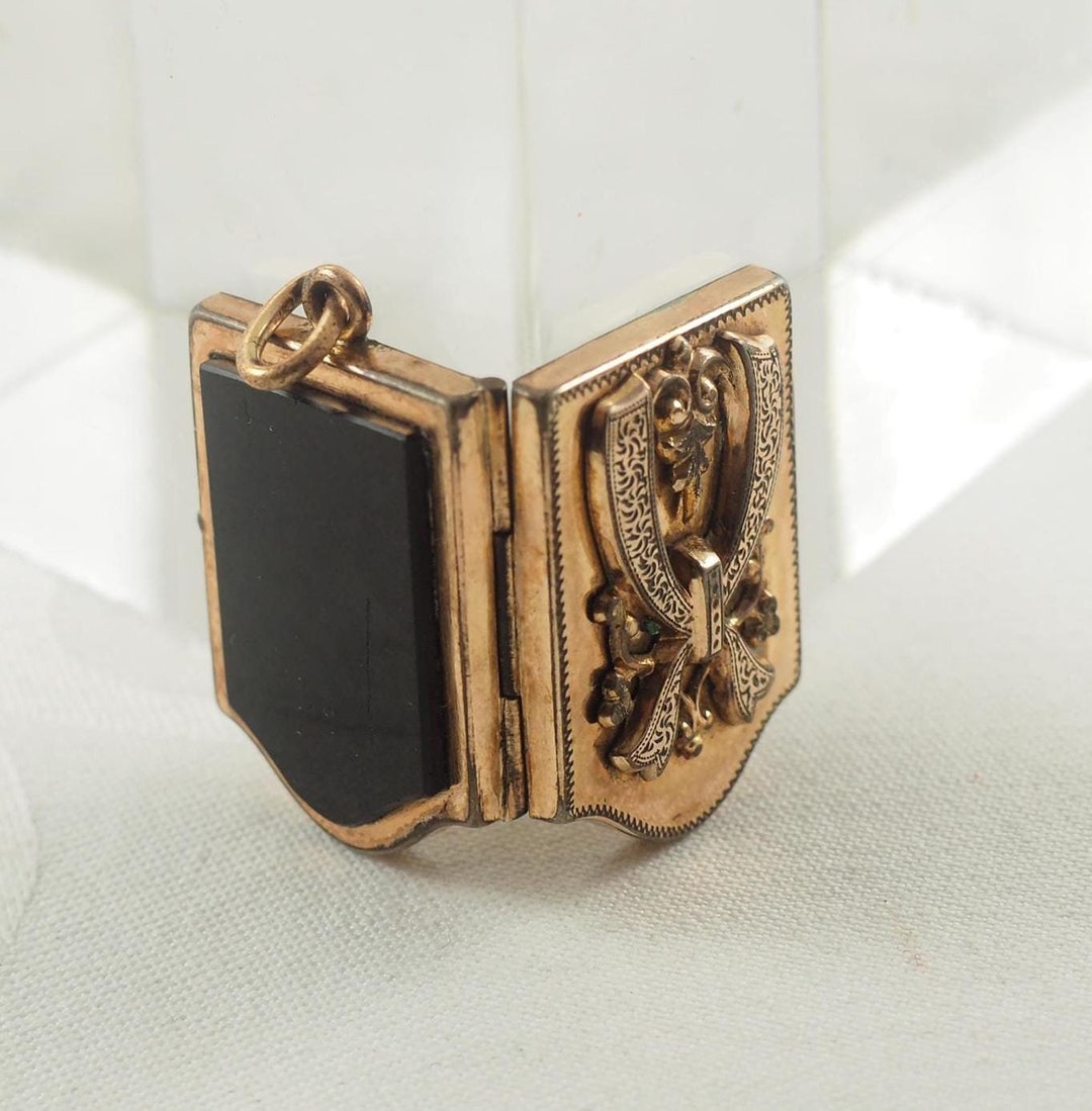 Antique Victorian Gold Filled Shield Shaped Locket, Buckle or Knot ...