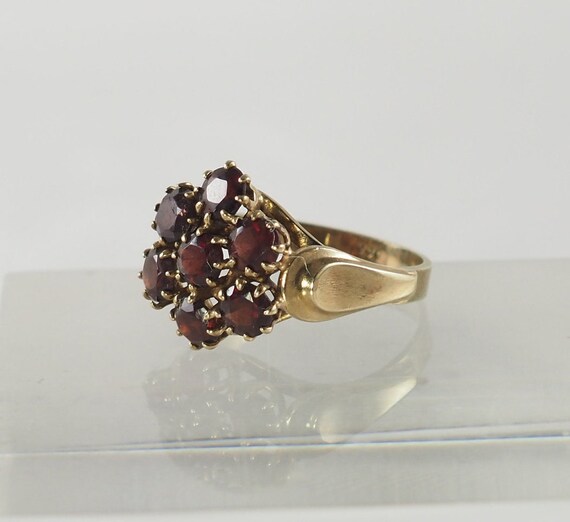 Antique Edwardian 8K Gold Garnet Cluster Ring - Size … - Gem