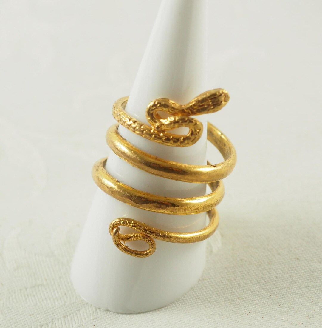 Antique Edwardian Gold Plated Snake Ring, Roman Style, Four Coils, Ring Size USA 9.9, UK T 1/2 ...