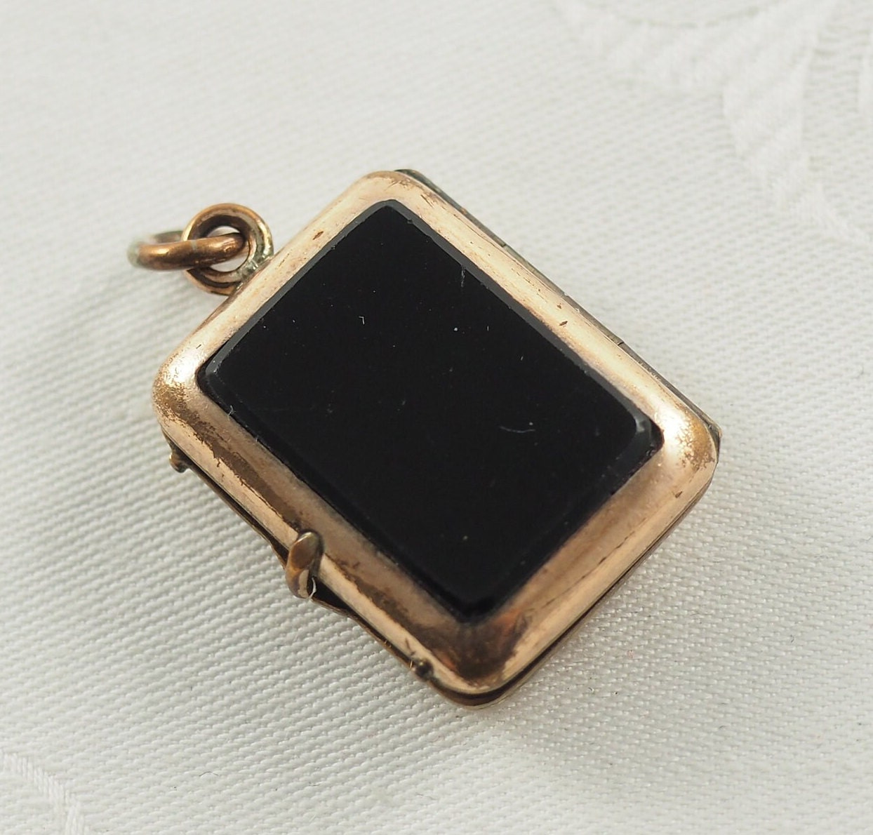 Antique Victorian Gold Filled and Obsidian and Onyx Locket - Etsy