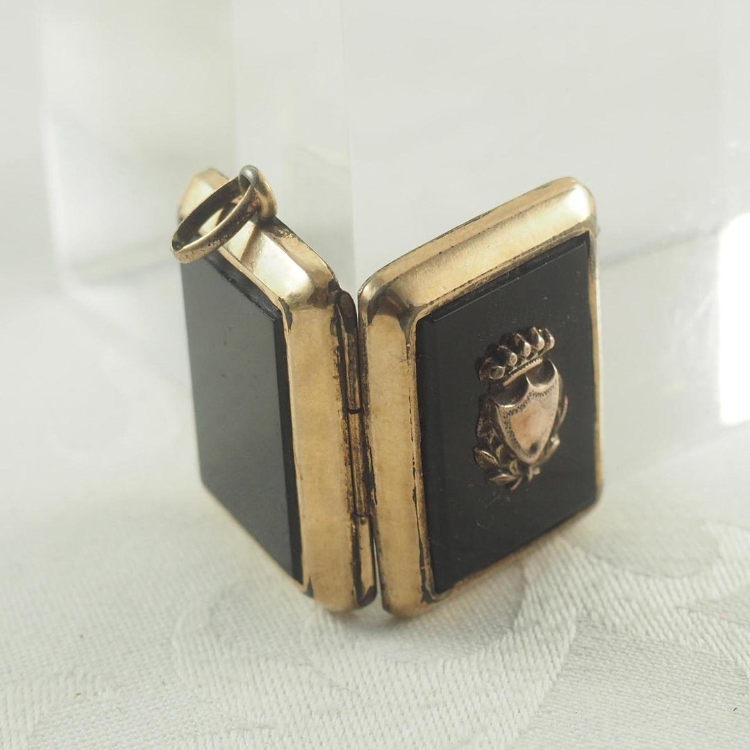 Antique Victorian Gold Filled Onyx Locket: Photo Frames, Germany 1880s ...