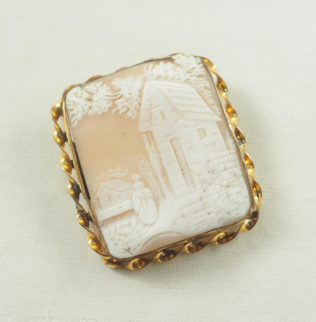 Victorian Cameo Brooch: Rebecca at the Well, Gold Filled Mount, Germany ...