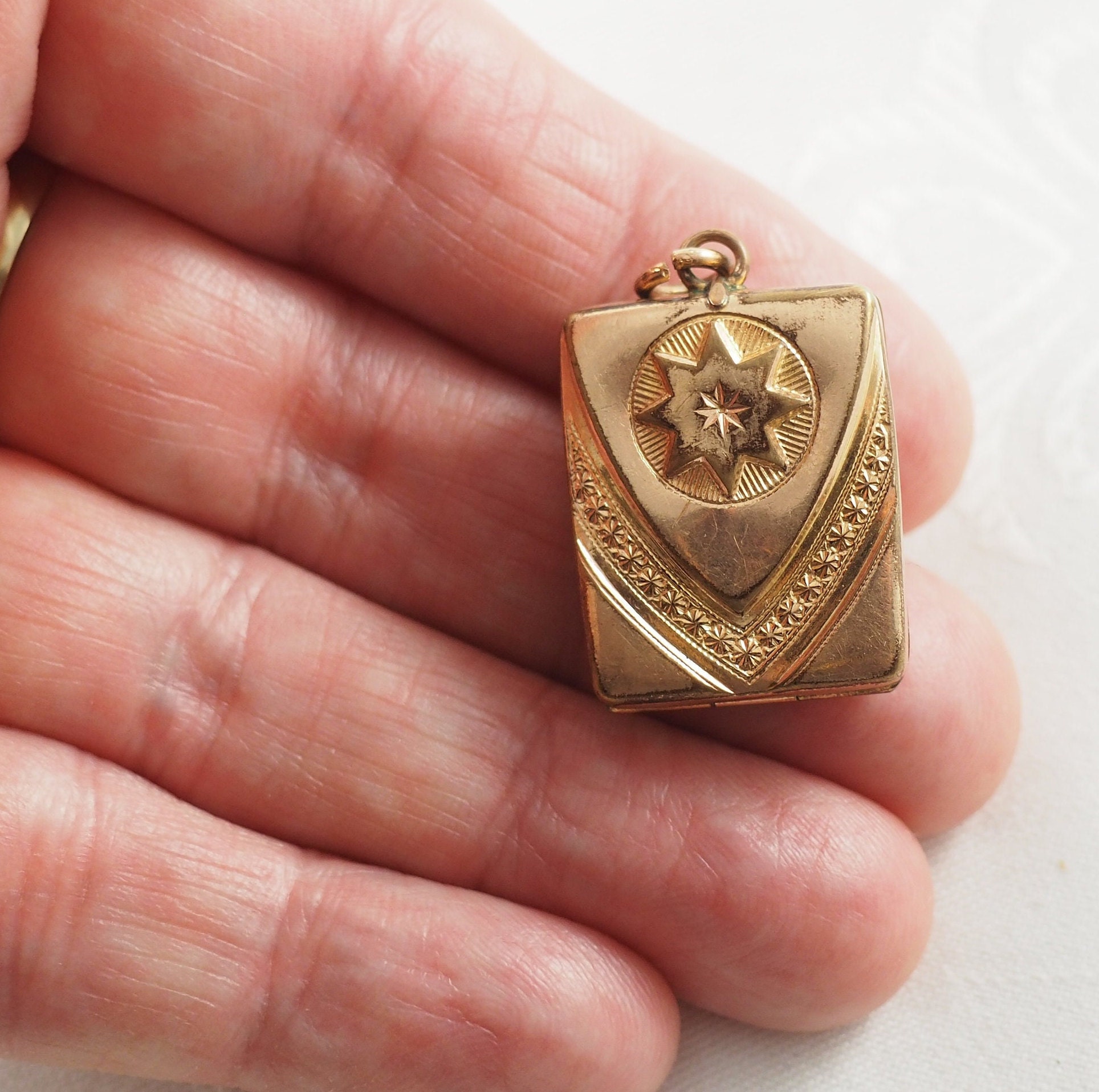 Antique Victorian Gold Filled Rectangular Locket Military - Etsy