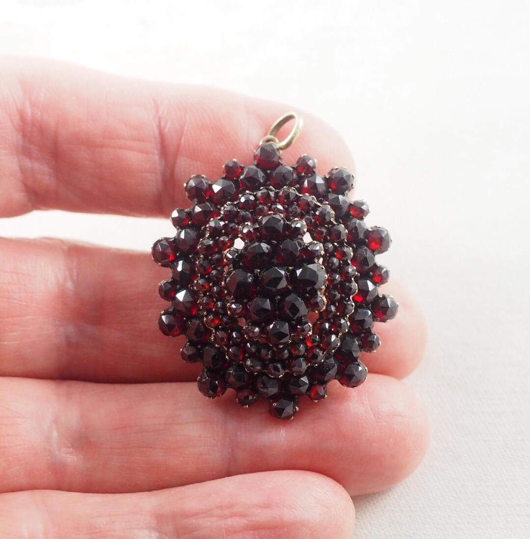 Victorian Bohemian Garnet Locket Pendant/brooch, Rose Cut Garnets ...