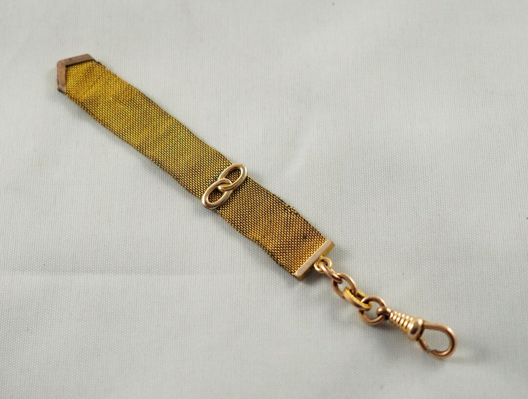 Antique Edwardian Pocket Watch Fob, Gilt Metal, Woven, Watch Fob ...