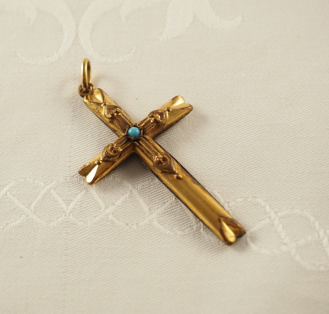 Victorian Pendant Gold Filled Cross Pendant Latin Cross With - Etsy