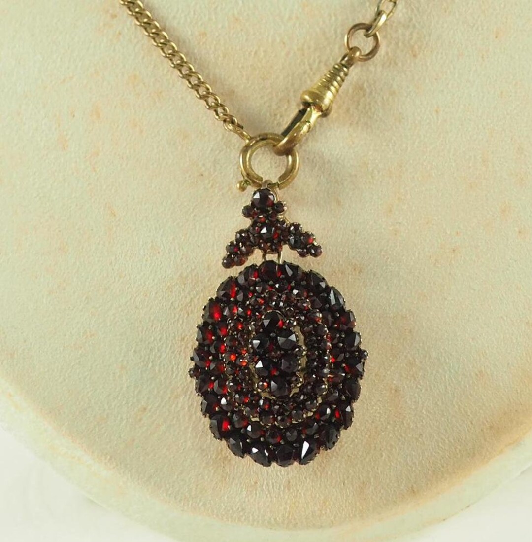 Antique Victorian Period Bohemian Garnet Locket Back Pendant/brooch, in ...