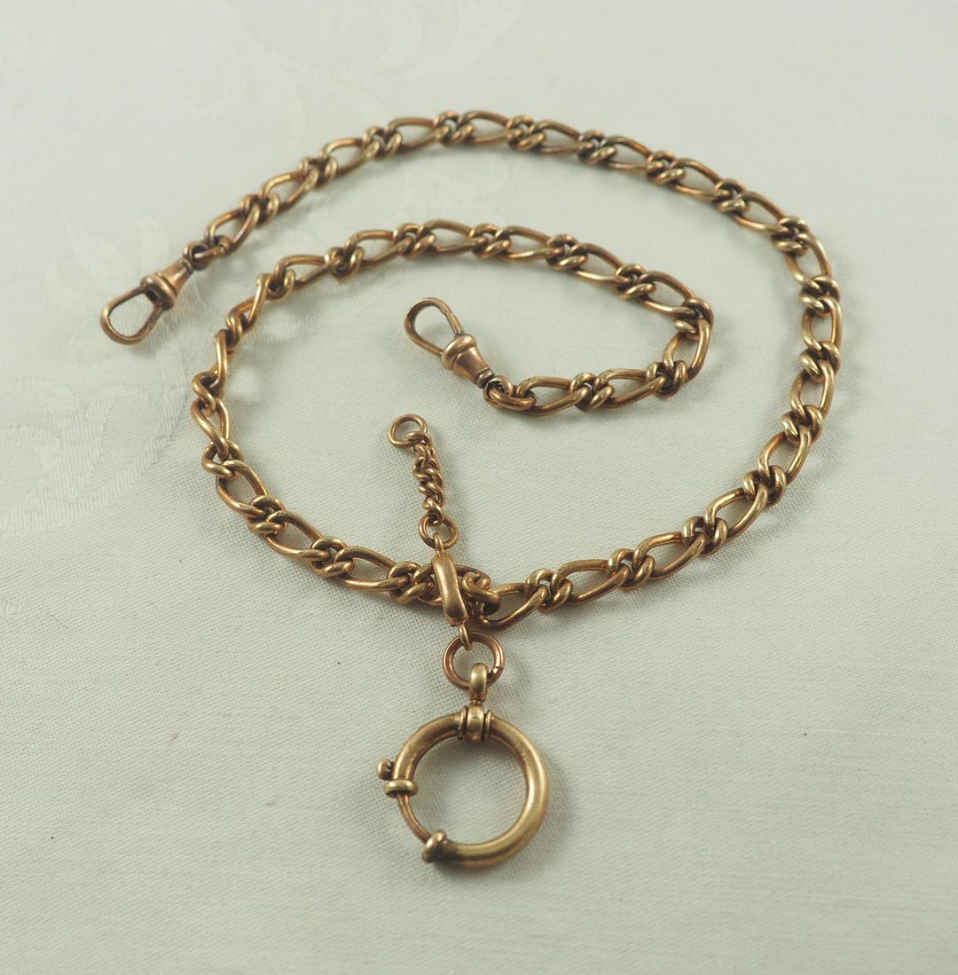 Antique Edwardian Watch Chain in Necklace Length, Curb Chain Variation ...