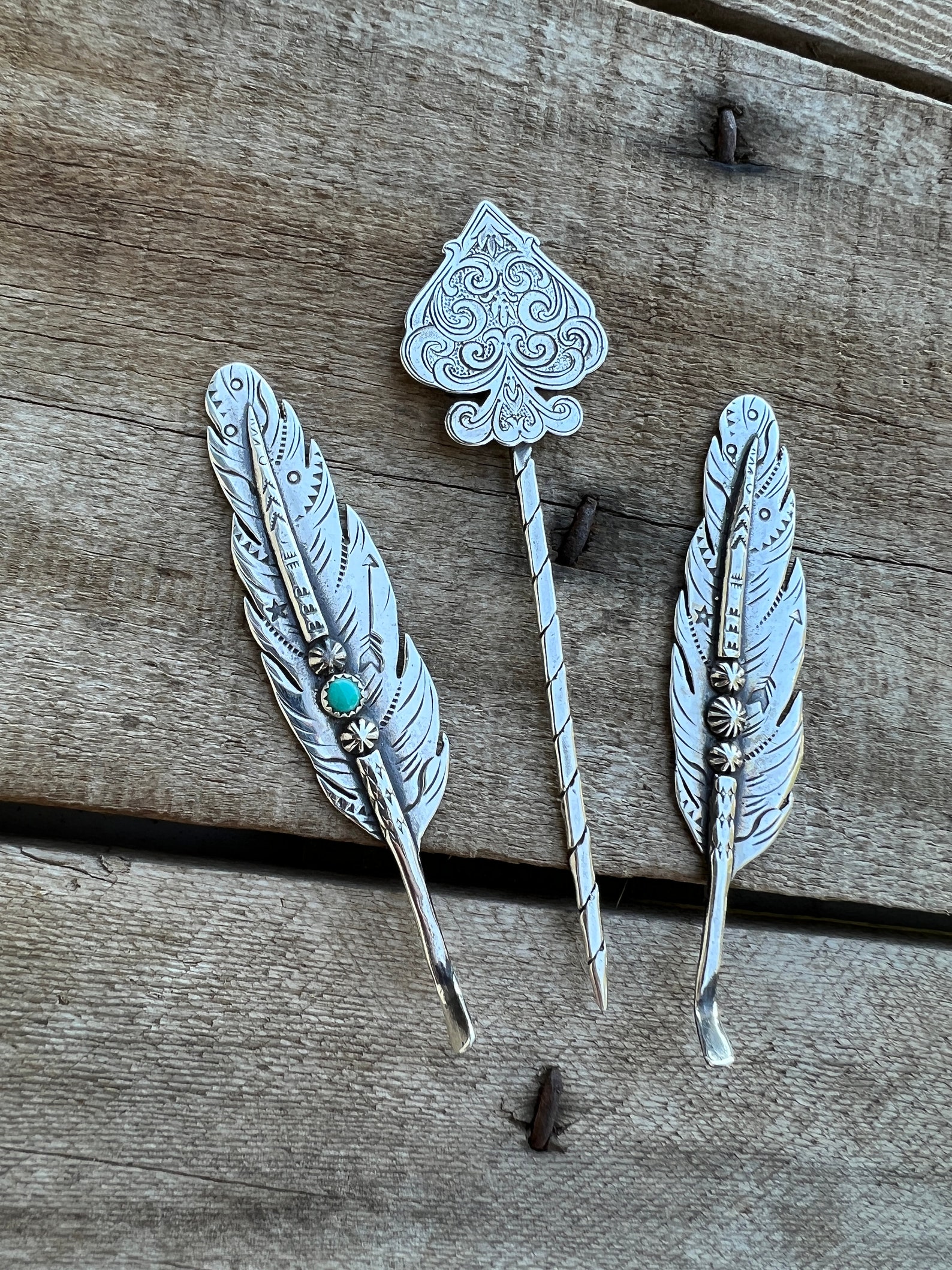 Lakota Feather Cowboy Hat Picks Sterling Silver Hat Picks - Etsy