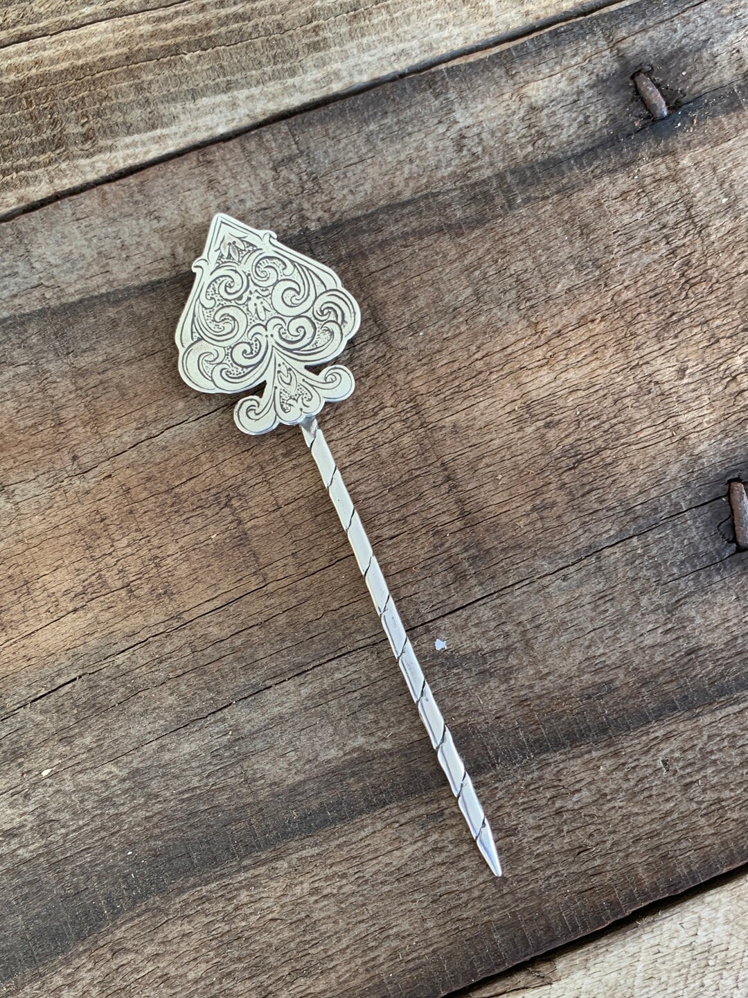 Engraved Spade Hat Pick, Sterling Silver Hat Pick, Cowboy Hat Pick ...