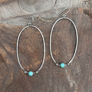 Ohlone Oval Earrings, Sterling Silver, Turquoise. Handmade, Visible ...