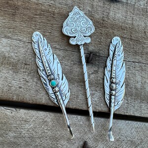 Engraved Spade Hat Pick, Sterling Silver Hat Pick, Cowboy Hat Pick ...