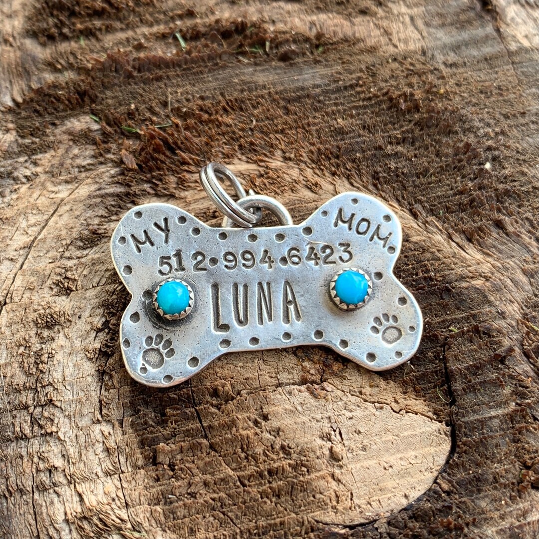 Custom Turquoise Dog Tag, Dog ID, Dog Identification, Bronze & Silver ...