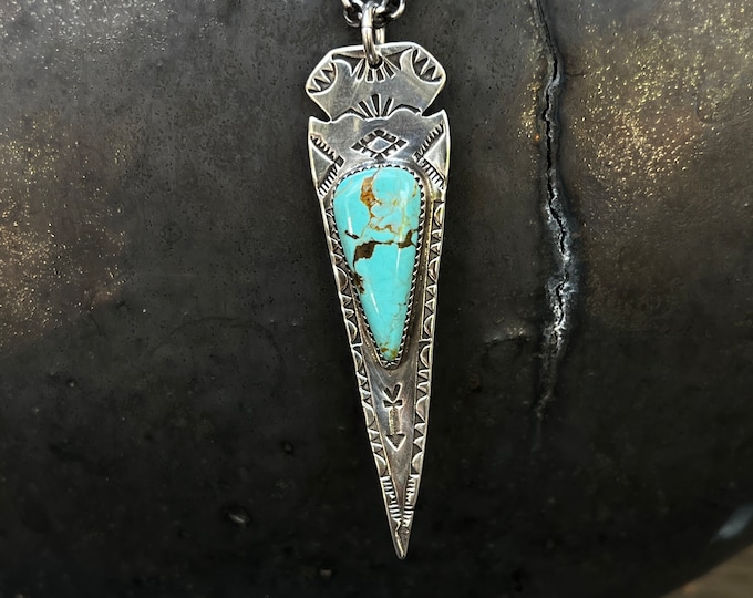 Otoe Long Arrowhead With Turquoise Pendant, Arrowhead Necklace ...