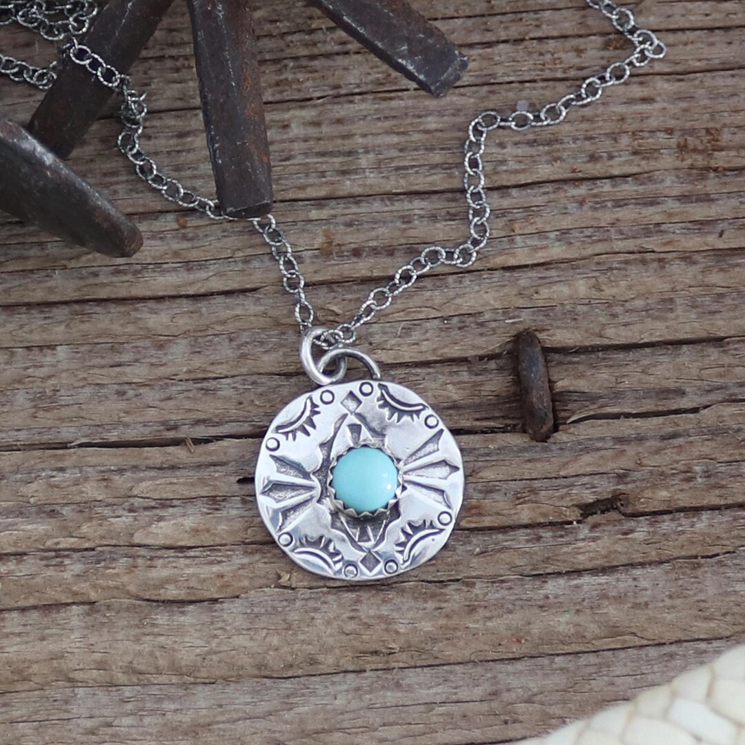 Cheyenne Token Pendant, Sterling Silver, Necklace, Turquoise, Handmade ...